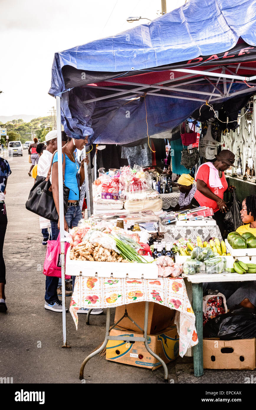 Trader Stall, Market Street, Saint John's, Antigua Stock Photo - Alamy