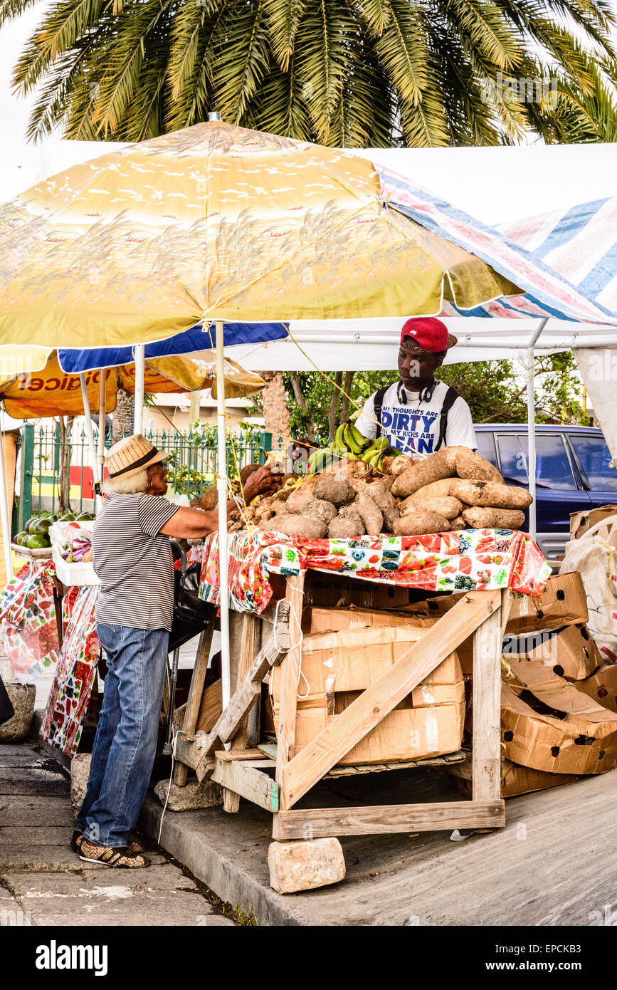 Trader Stall, Market Street, Saint John's, Antigua Stock Photo - Alamy