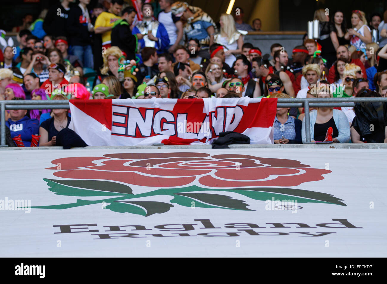 London, UK. 16th May 2015. England flag and England Rugby banner during ...