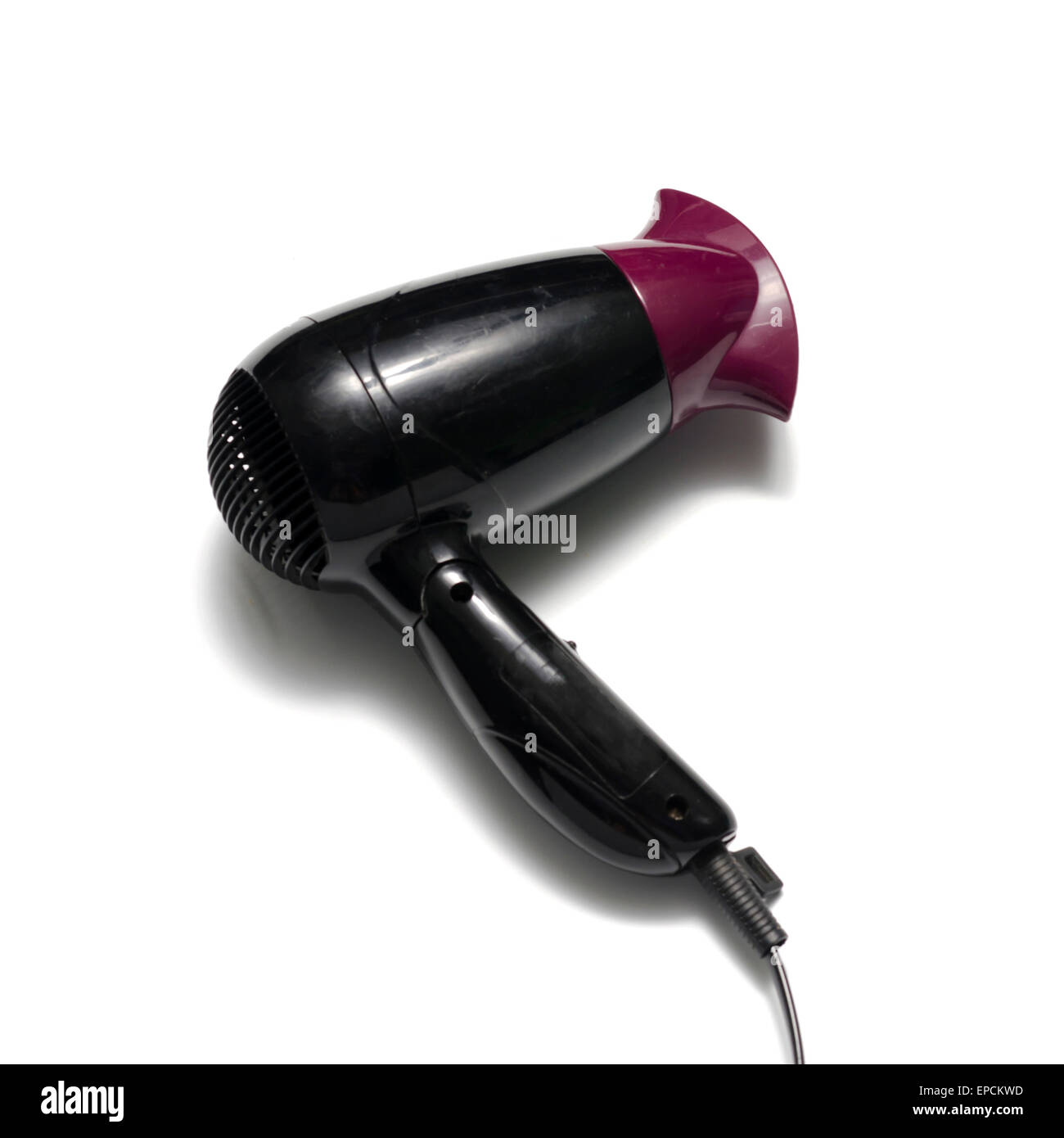 old used electric hair dryer on a white background Stock Photo - Alamy
