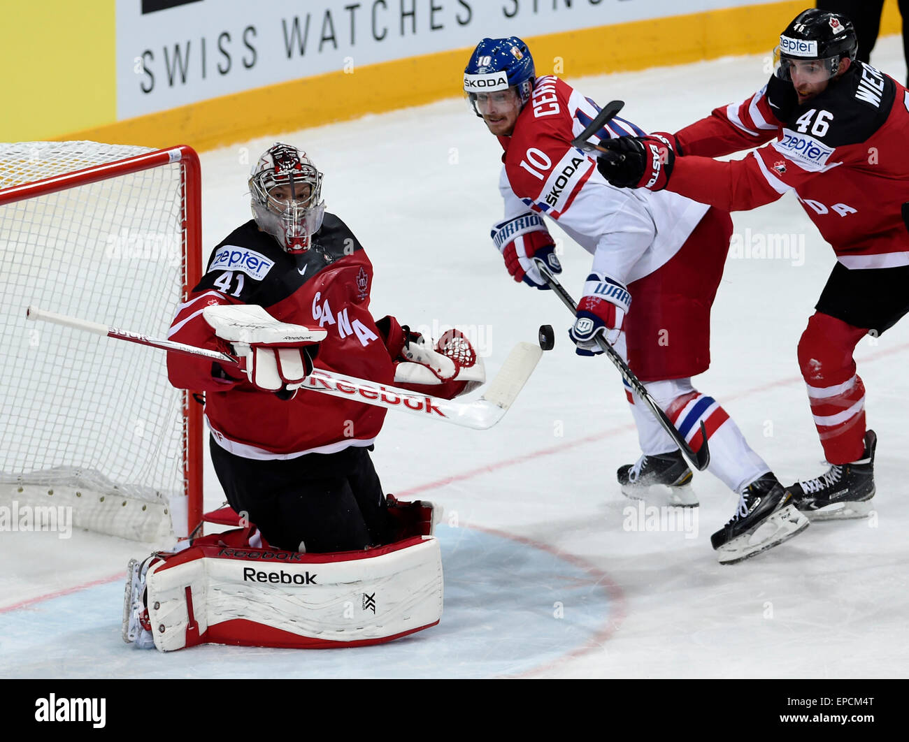 Left to right: goalkeeper Mike Smith (CAN), forward Roman Cervenka (CZE ...