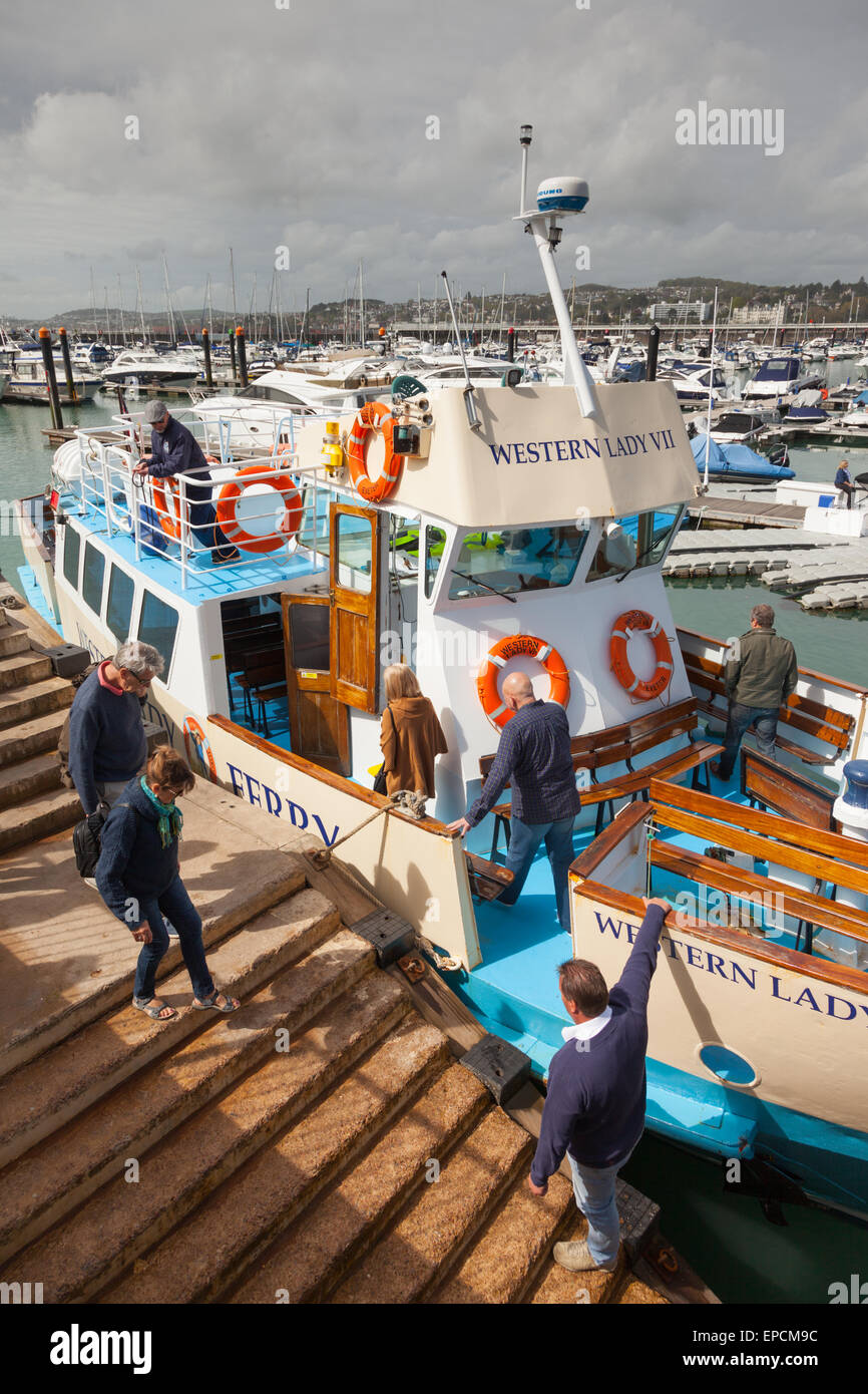 Passengers going aboard the Western Lady ferry boat from Torquay to ...
