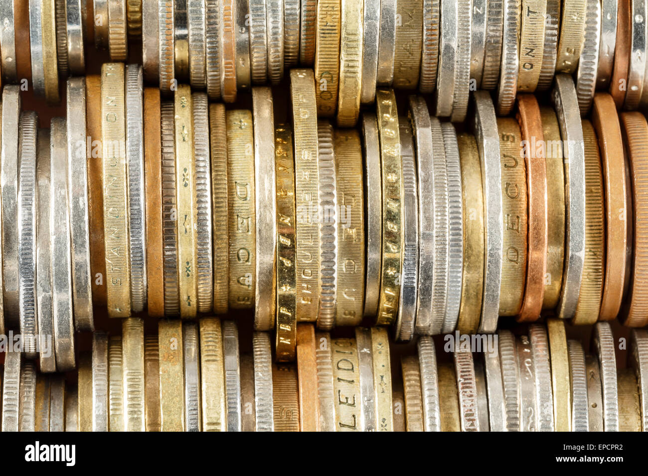 Coins arranged in rows Stock Photo - Alamy