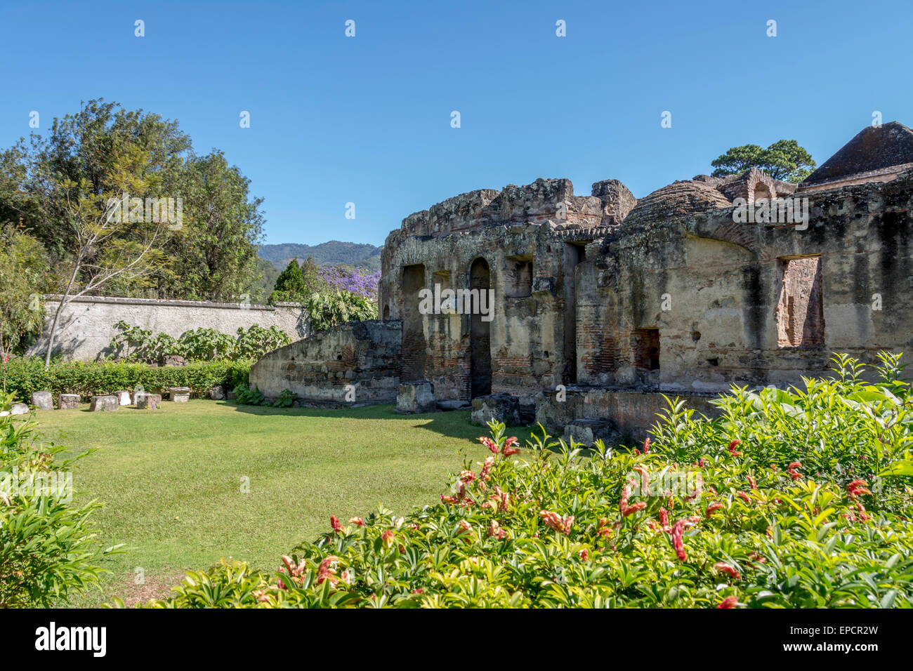 Garden area of Convento de las Capuchinas or Capuchinas Convent in ...