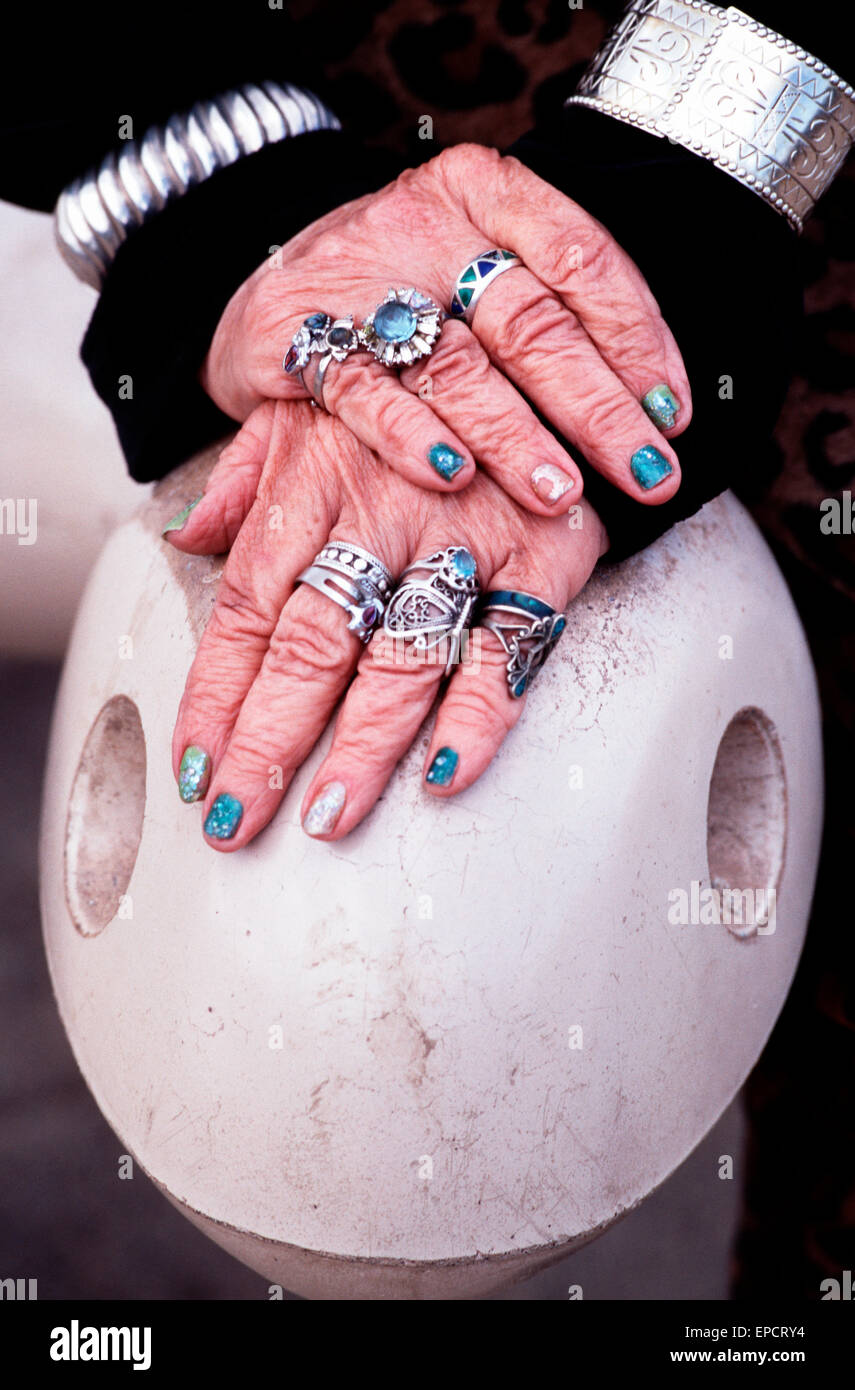 Older woman's hands with rings Stock Photo - Alamy