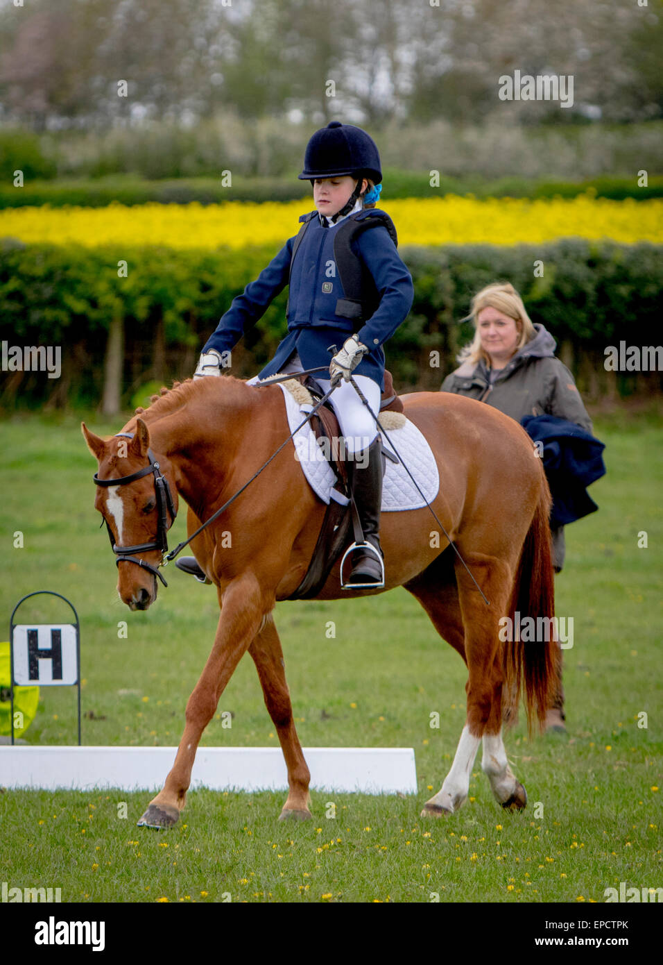 Riders and their horses take part in a local Riding Club Dressage Event ...