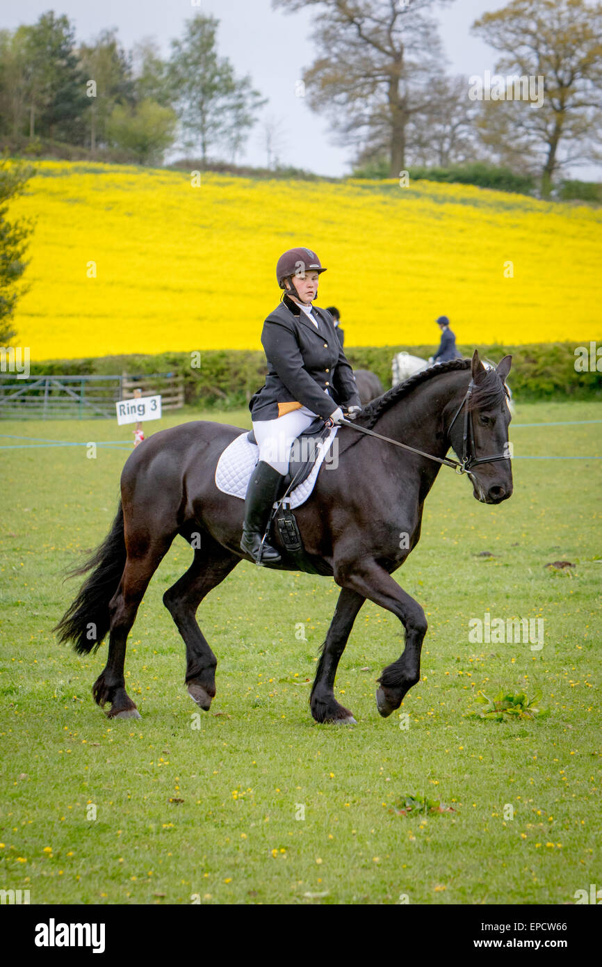 Riders and their horses take part in a local Riding Club Dressage Event ...
