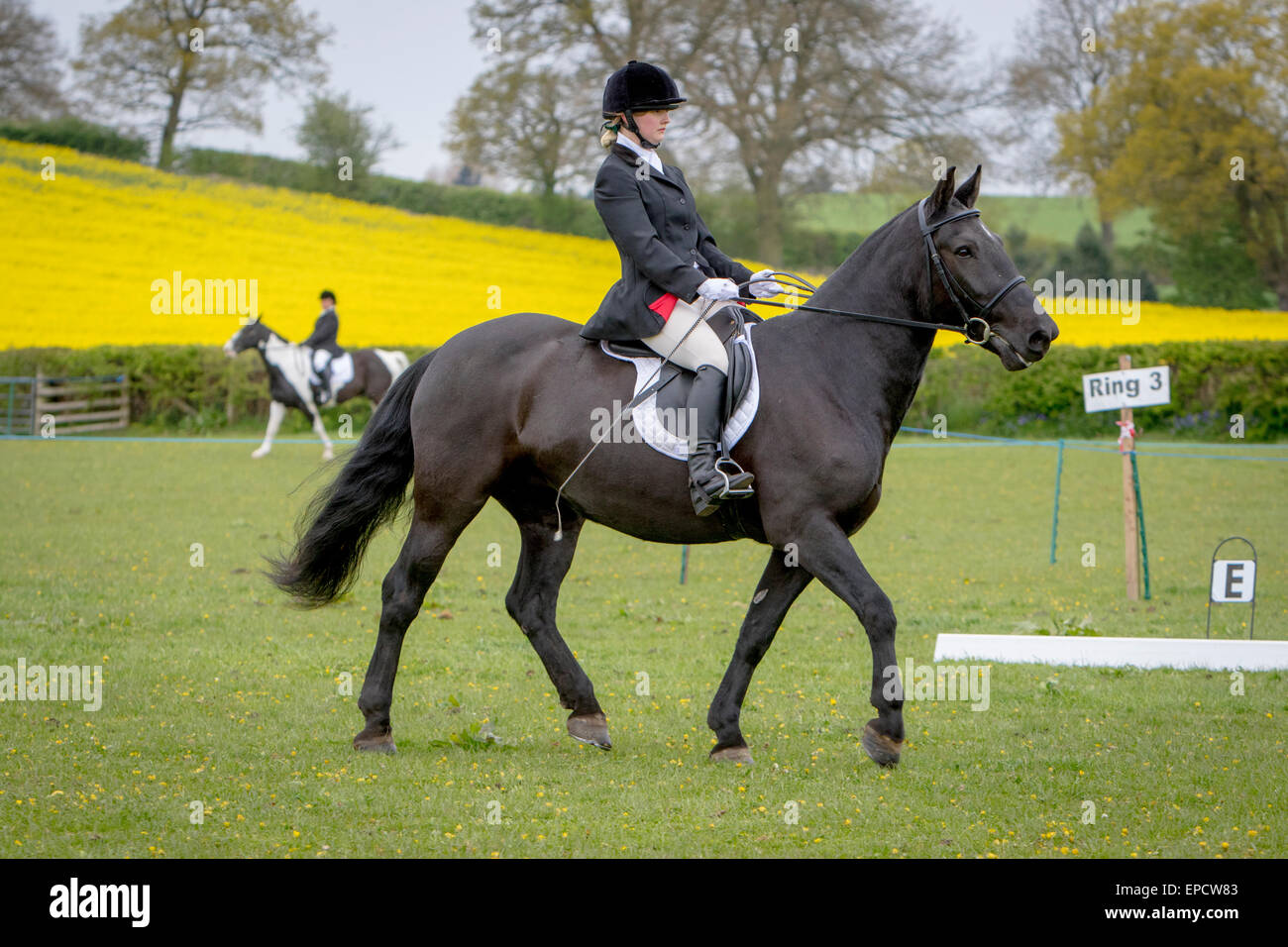 Riders and their horses take part in a local Riding Club Dressage Event ...