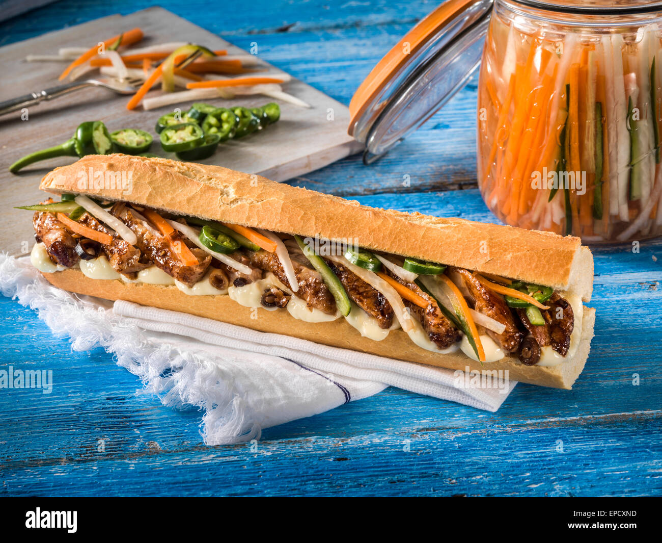 Banh mi chicken sandwich Stock Photo - Alamy