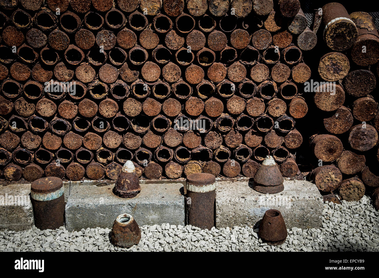 Hooge Crater Museum Old artillery shells of the First World War Stock ...