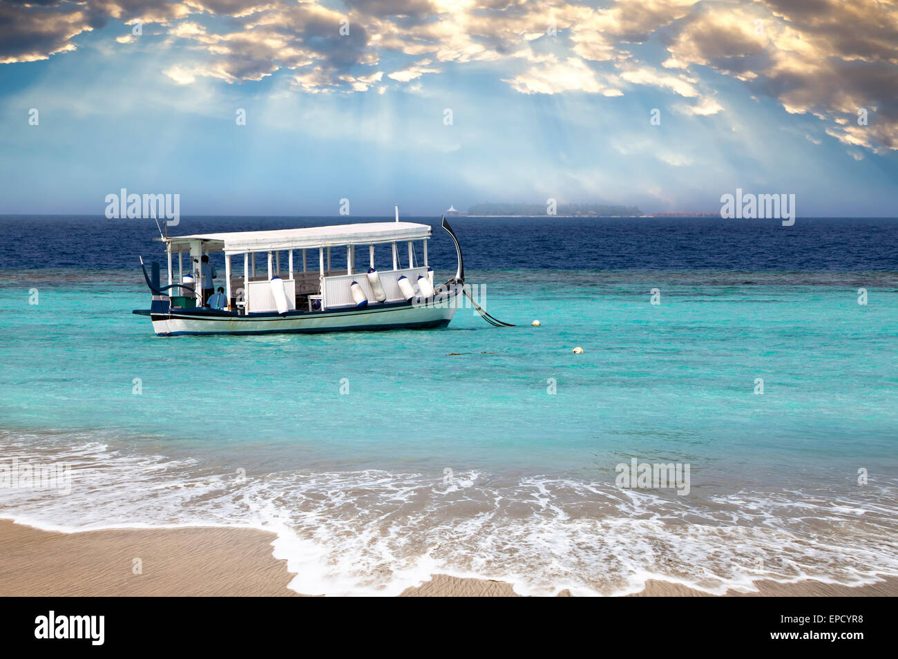 Maldives. A national boat at ocean Stock Photo - Alamy