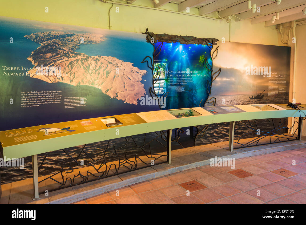 Interpretive display at the visitor center, Santa Cruz Island, Channel ...