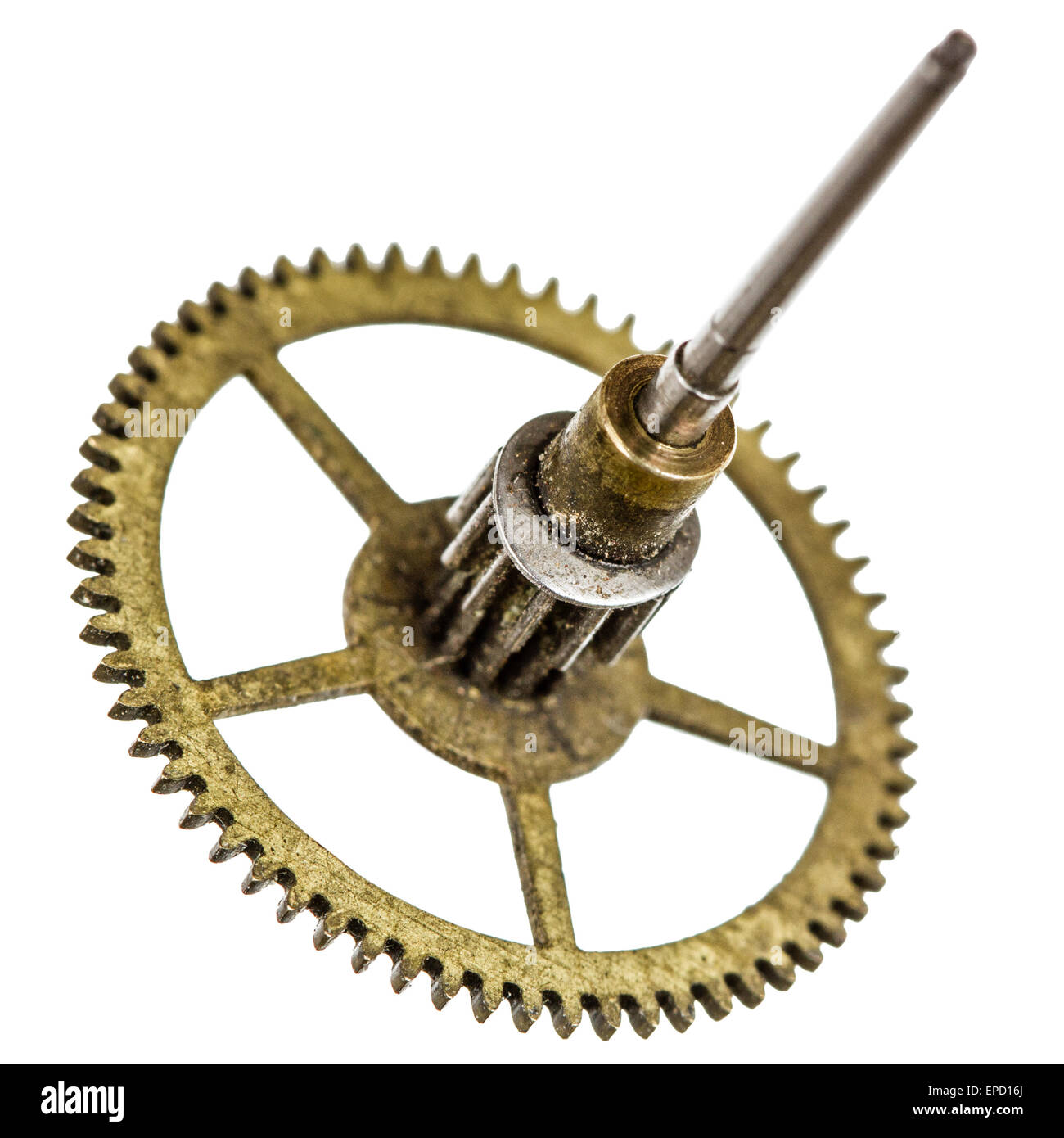 Pinion of old clock mechanism, isolated on white background Stock Photo ...