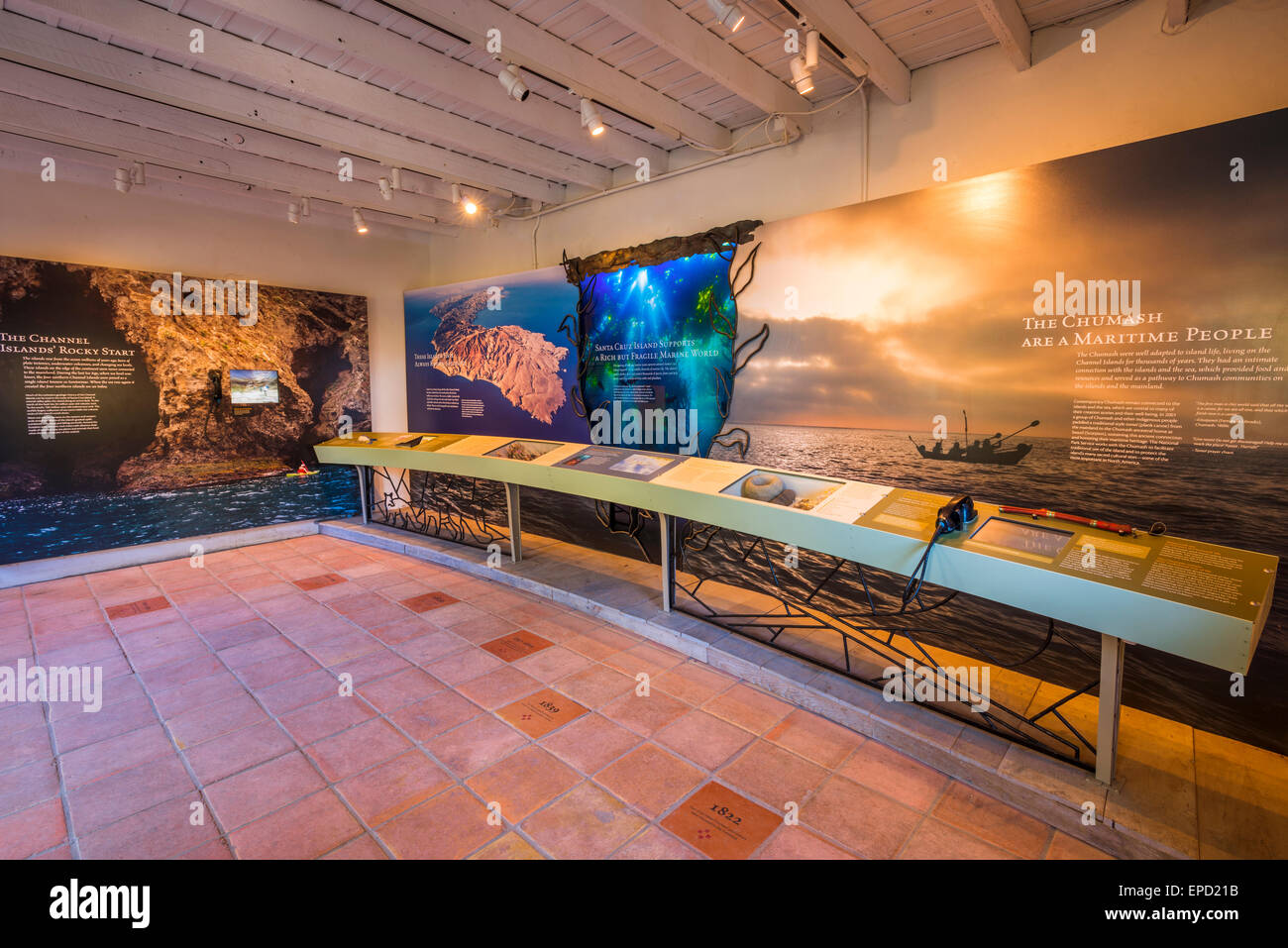 Interpretive display at the visitor center, Santa Cruz Island, Channel ...