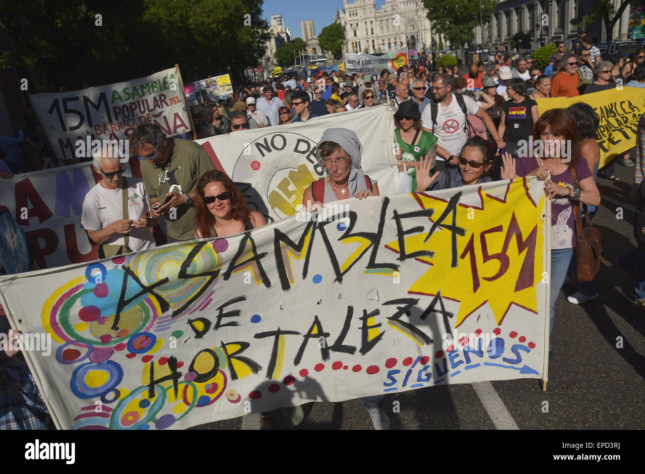 Madrid, Spain. 16th May, 2015. People marching with banners during the ...