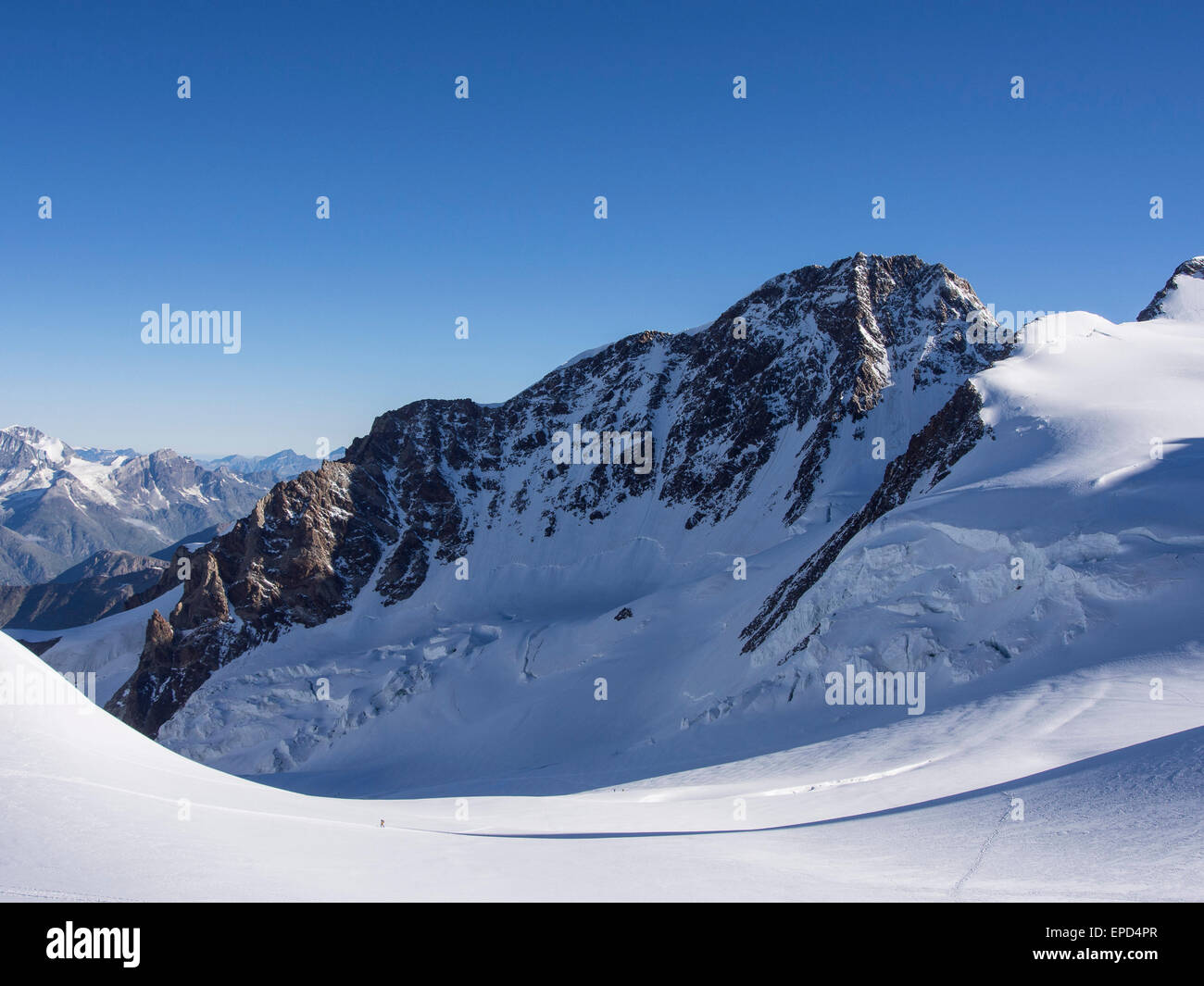 Dufour peak on a sunny day with blue sky, Monte Rosa, Alps, Italy Stock ...