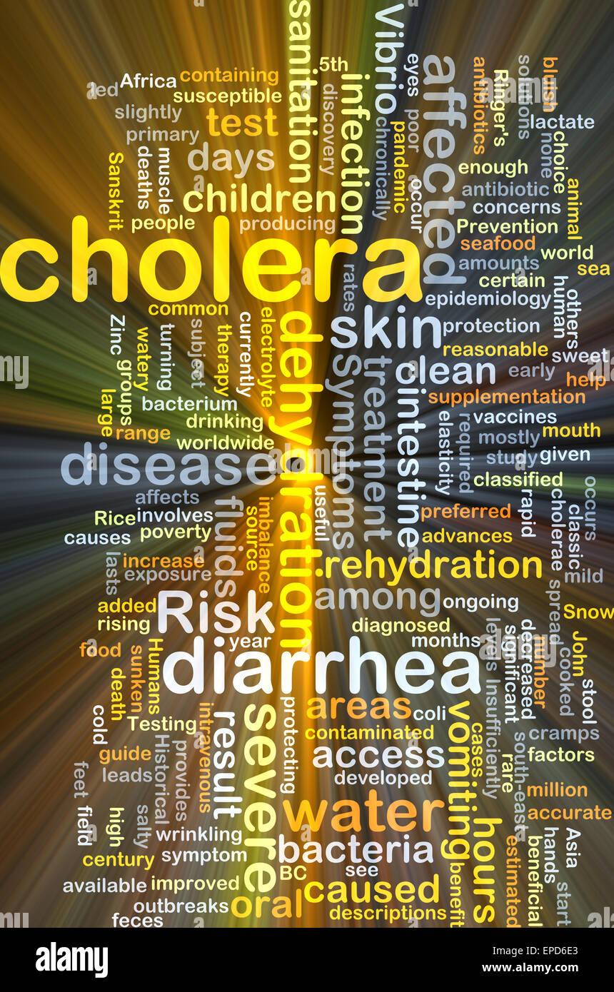 Background concept wordcloud illustration of cholera glowing light ...