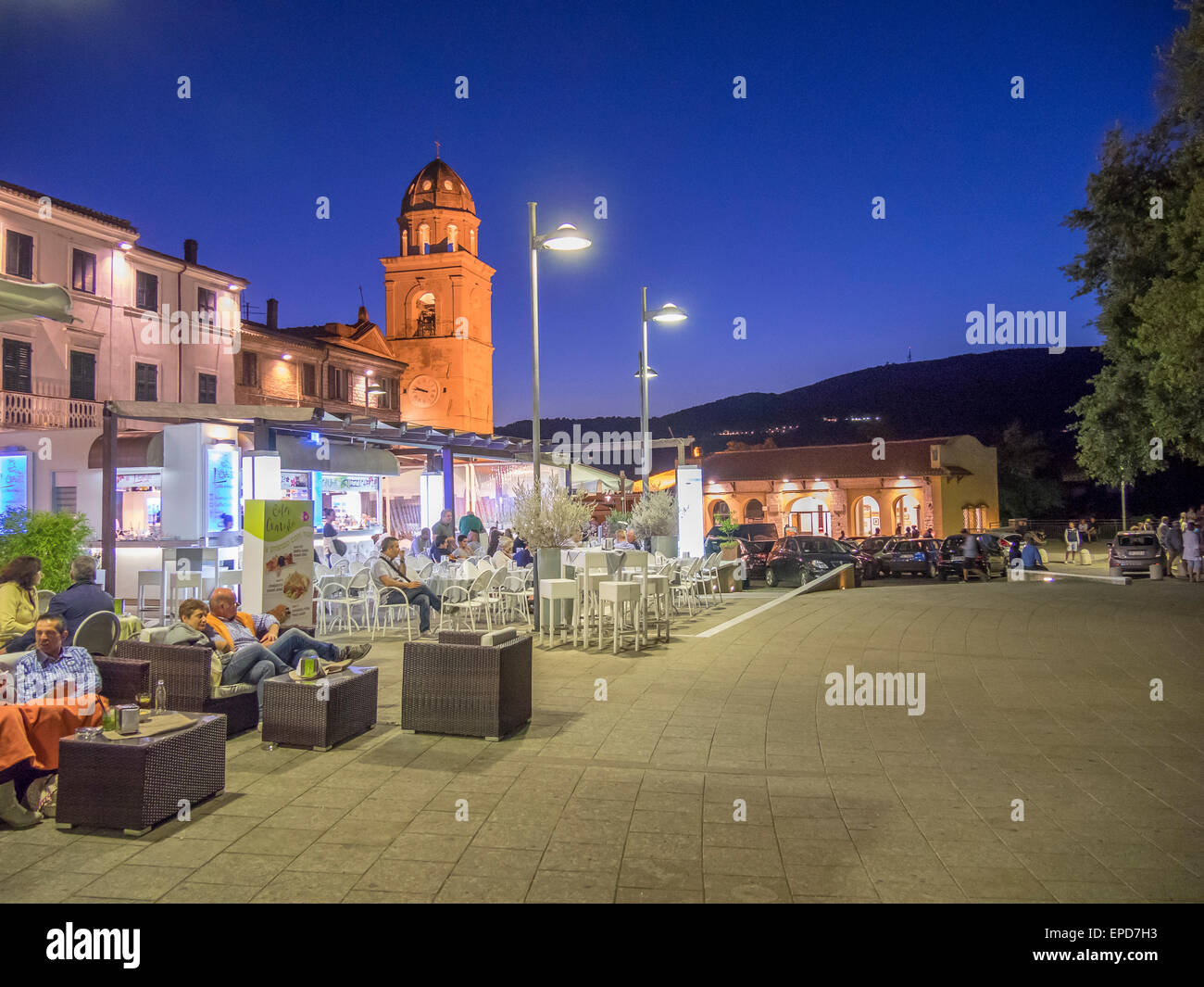 Main square of the old town of Sirolo , Conero, Marche, Italy Stock ...