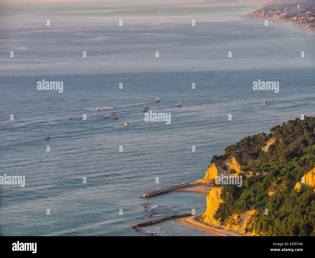 Aerial view of the beach Urbani, Numana, Conero, Marche, Italy Stock ...