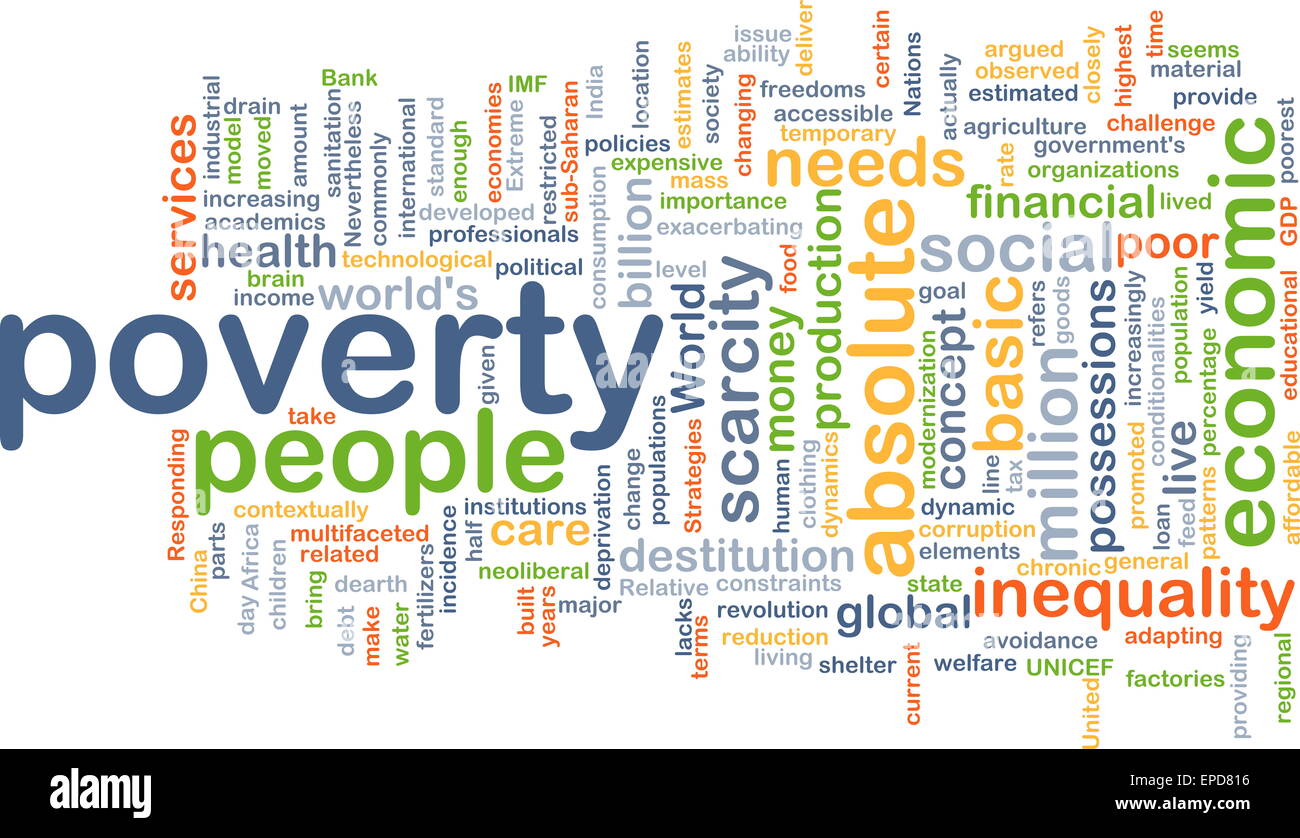 Background concept wordcloud illustration of poverty Stock Photo - Alamy
