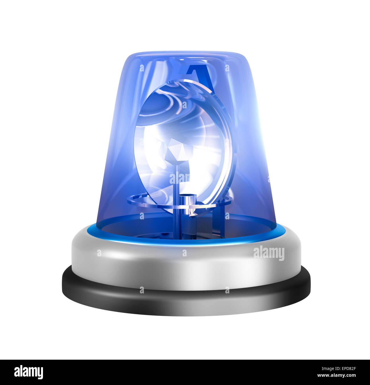 Blue siren isolated on a white background Stock Photo - Alamy