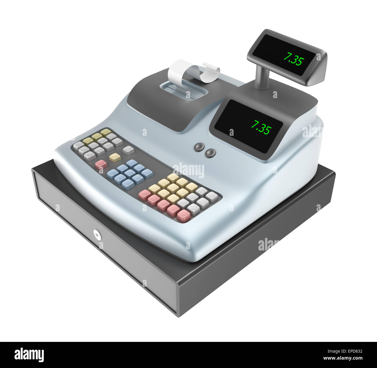 Cash register isolated on white Stock Photo - Alamy