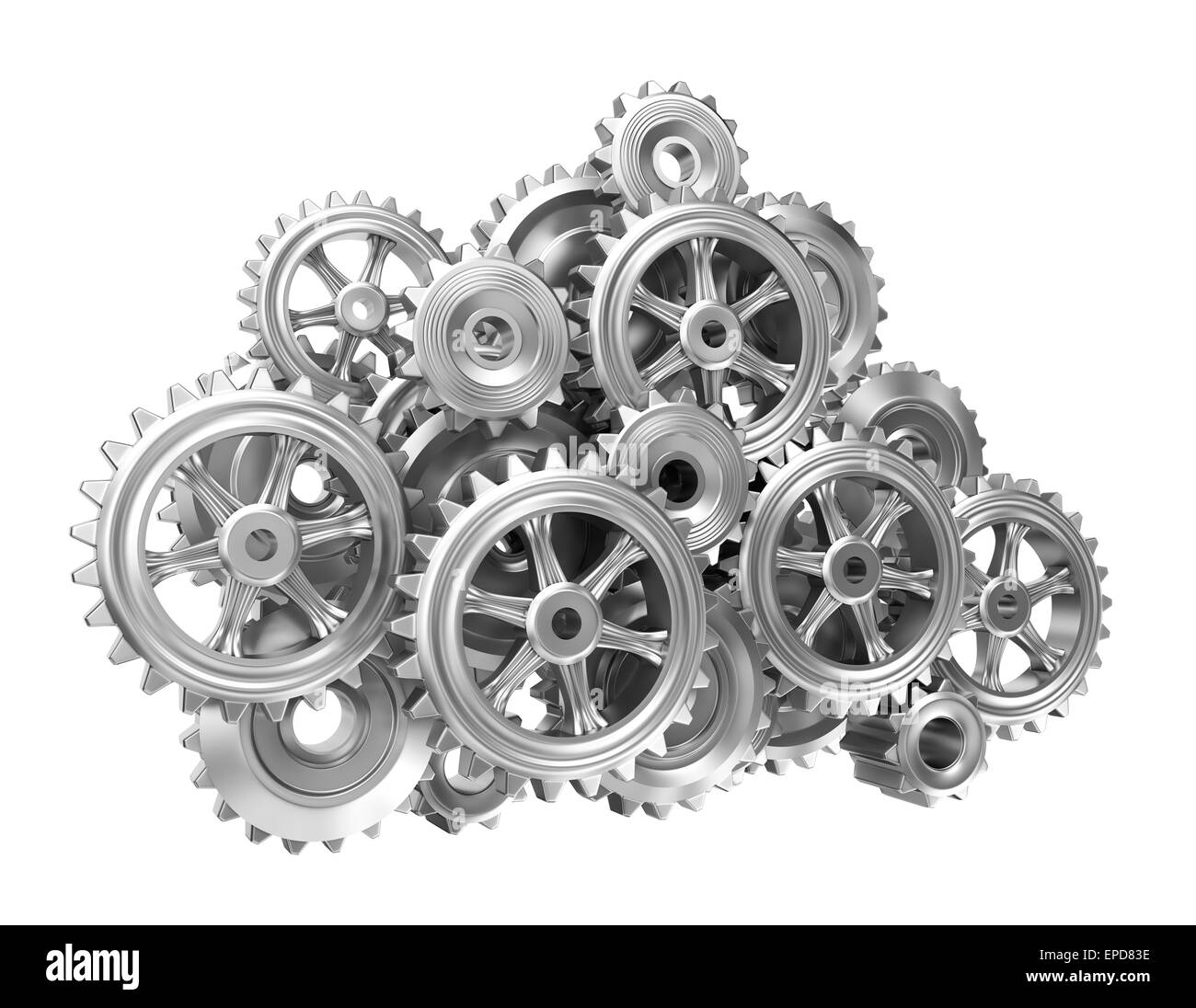 Gear cloud on white isolated background Stock Photo - Alamy