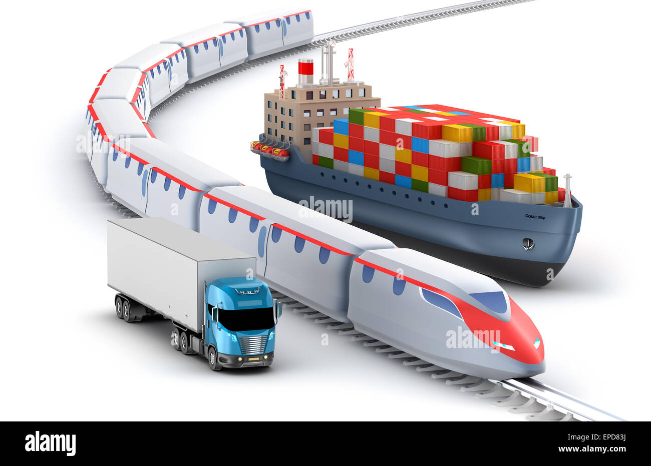 Cargo transport boat on Cut Out Stock Images & Pictures - Alamy