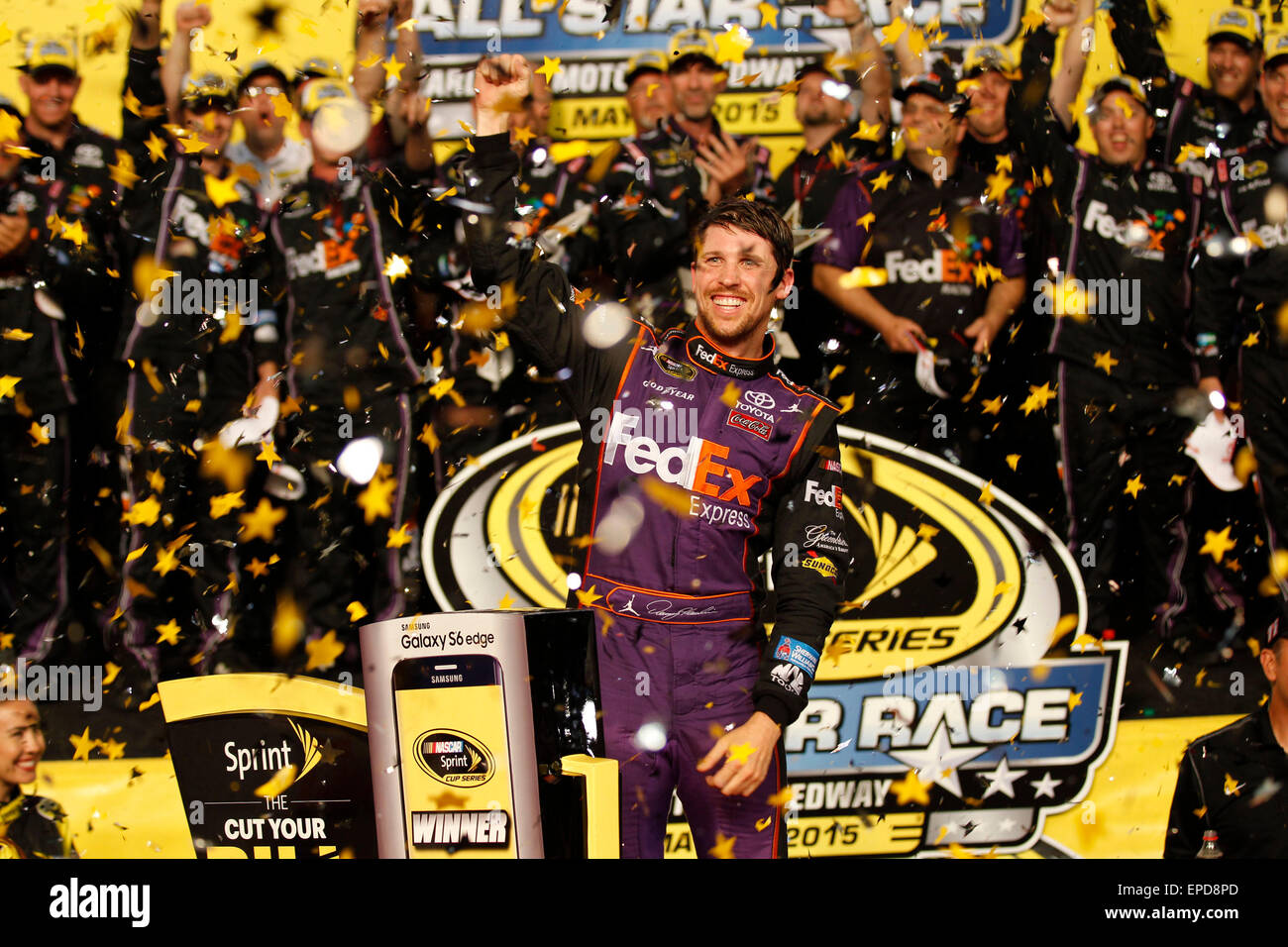 Concord, North Carolina, USA. 16th May, 2015. Denny Hamlin (11) wins ...