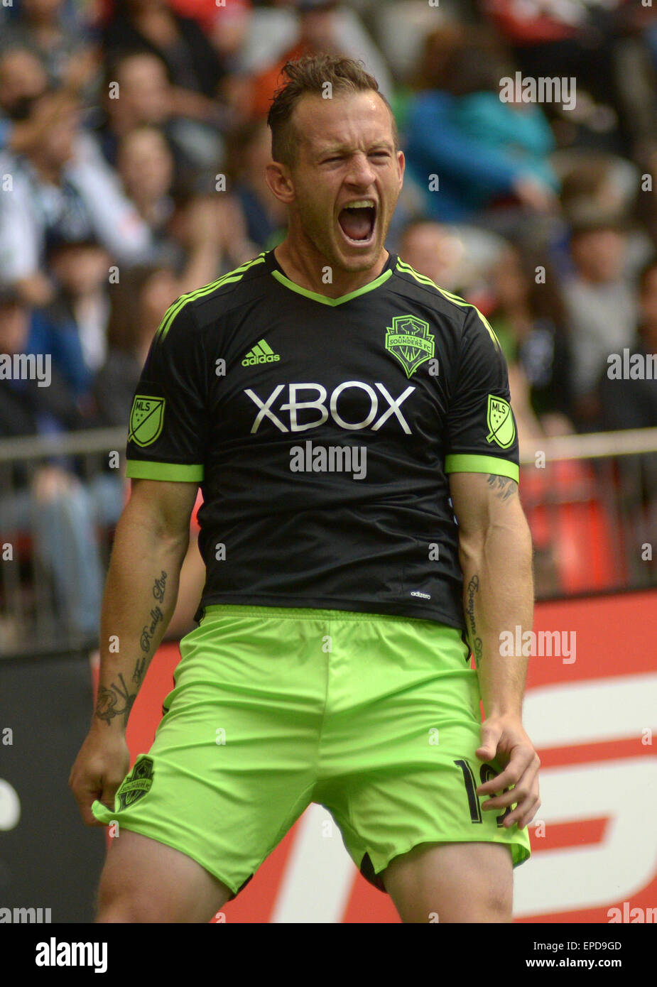 Vancouver, Canada. 16th May, 2015. Seattle Sounders' Chad Barrett ...