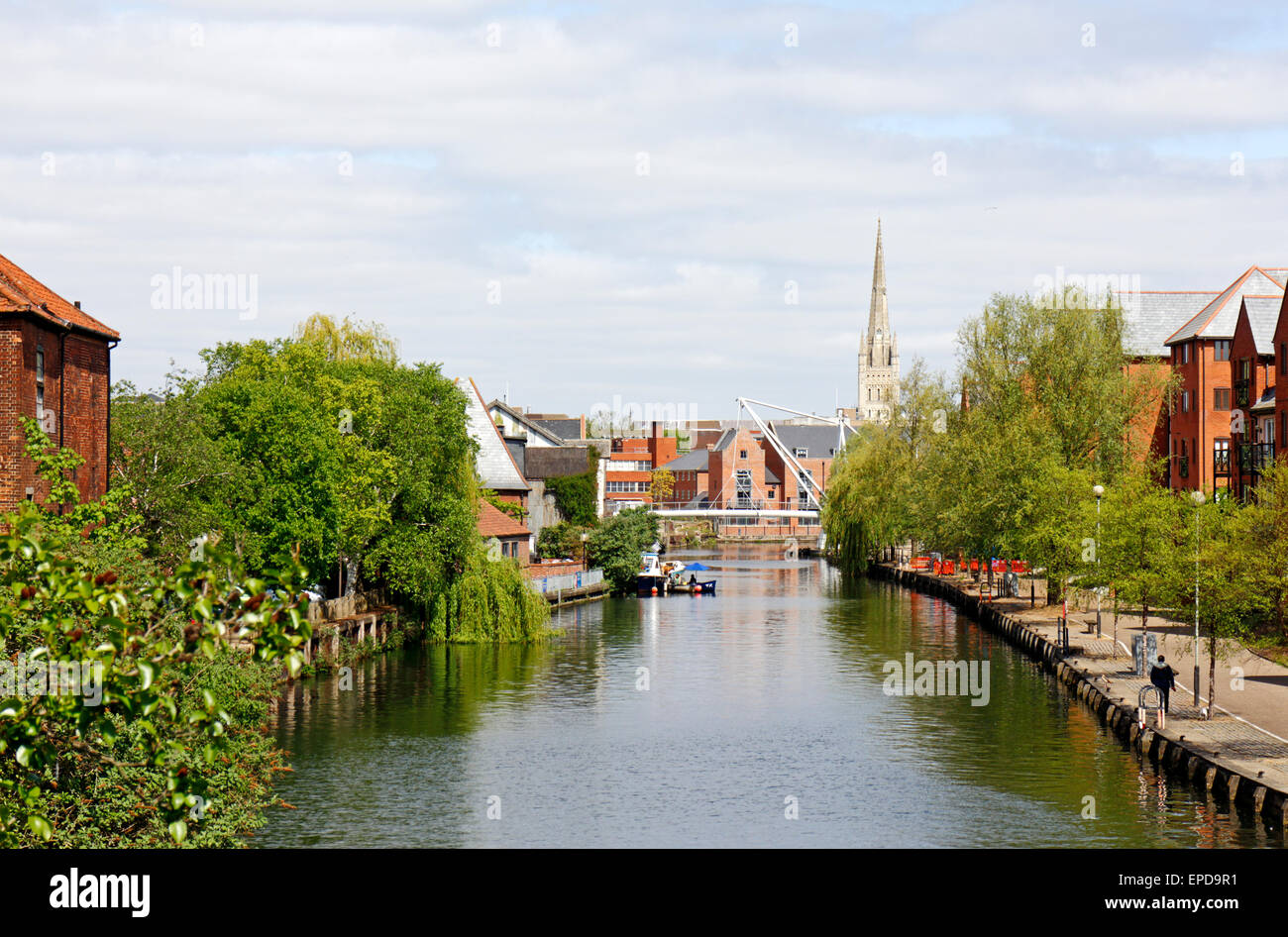 A view of the River Wensum flowing through Norwich, Norfolk, England ...