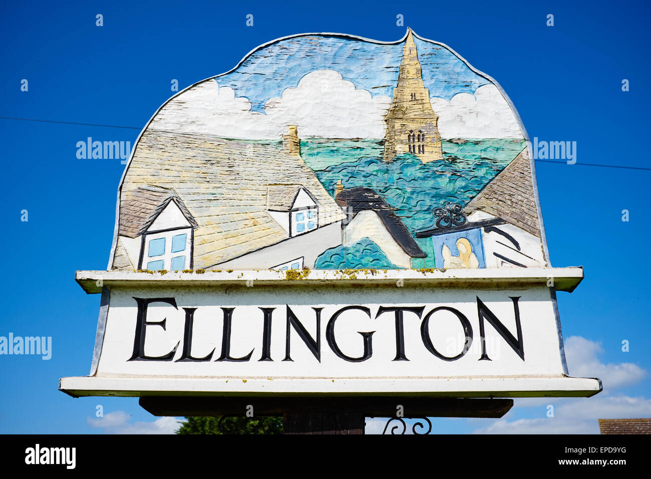 Village Sign Ellington Cambridgeshire UK Stock Photo - Alamy