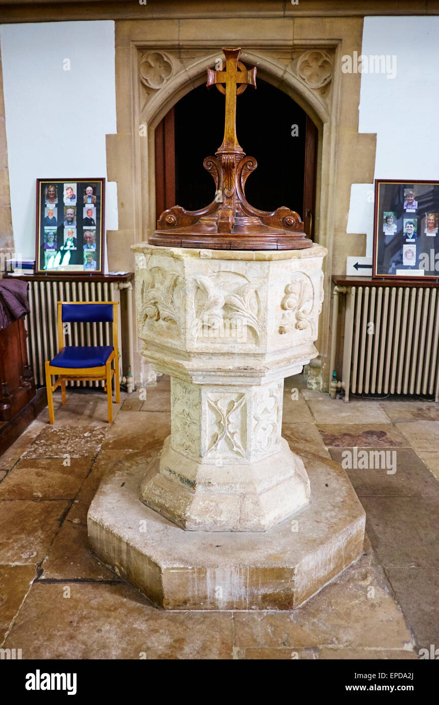 Stone Font Within St Mary's Church Rushden Northamptonshire UK Stock ...