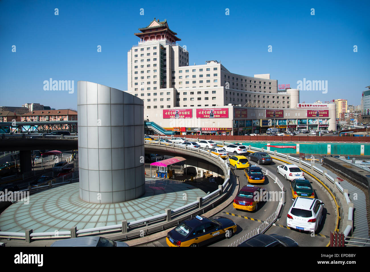 roundabout at central trainstation in beijing china Stock Photo - Alamy