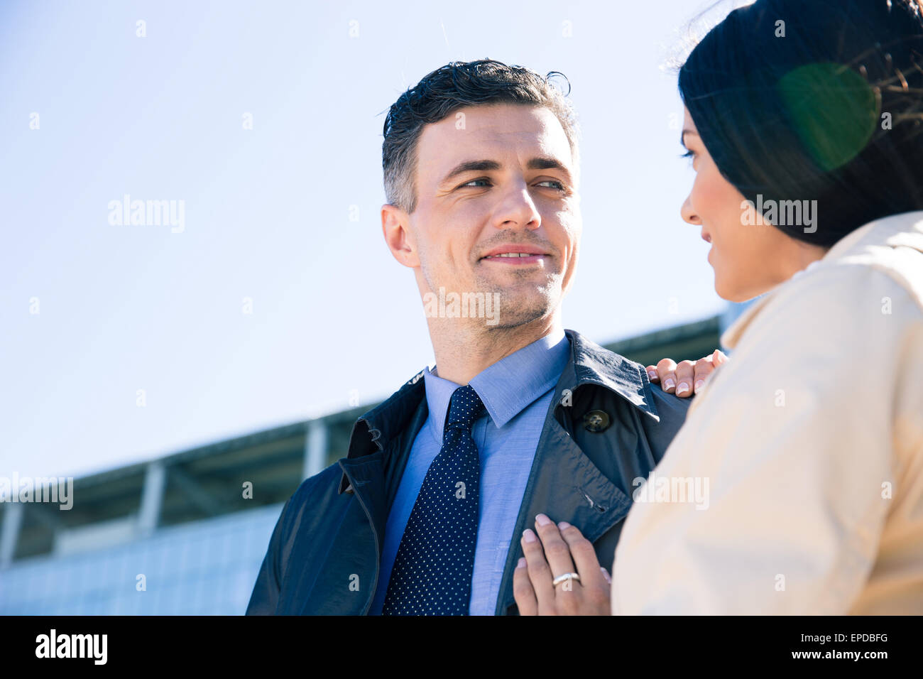Romantic couple flirting outdoors hi-res stock photography and images ...