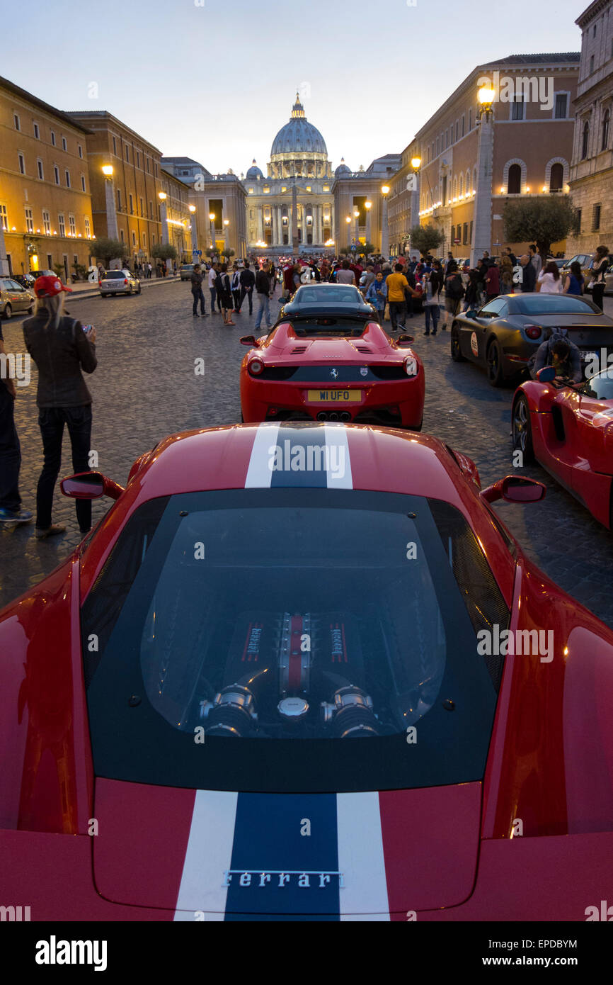 Rome. Italy. Cars taking part in the Mille Miglia classic car rally ...