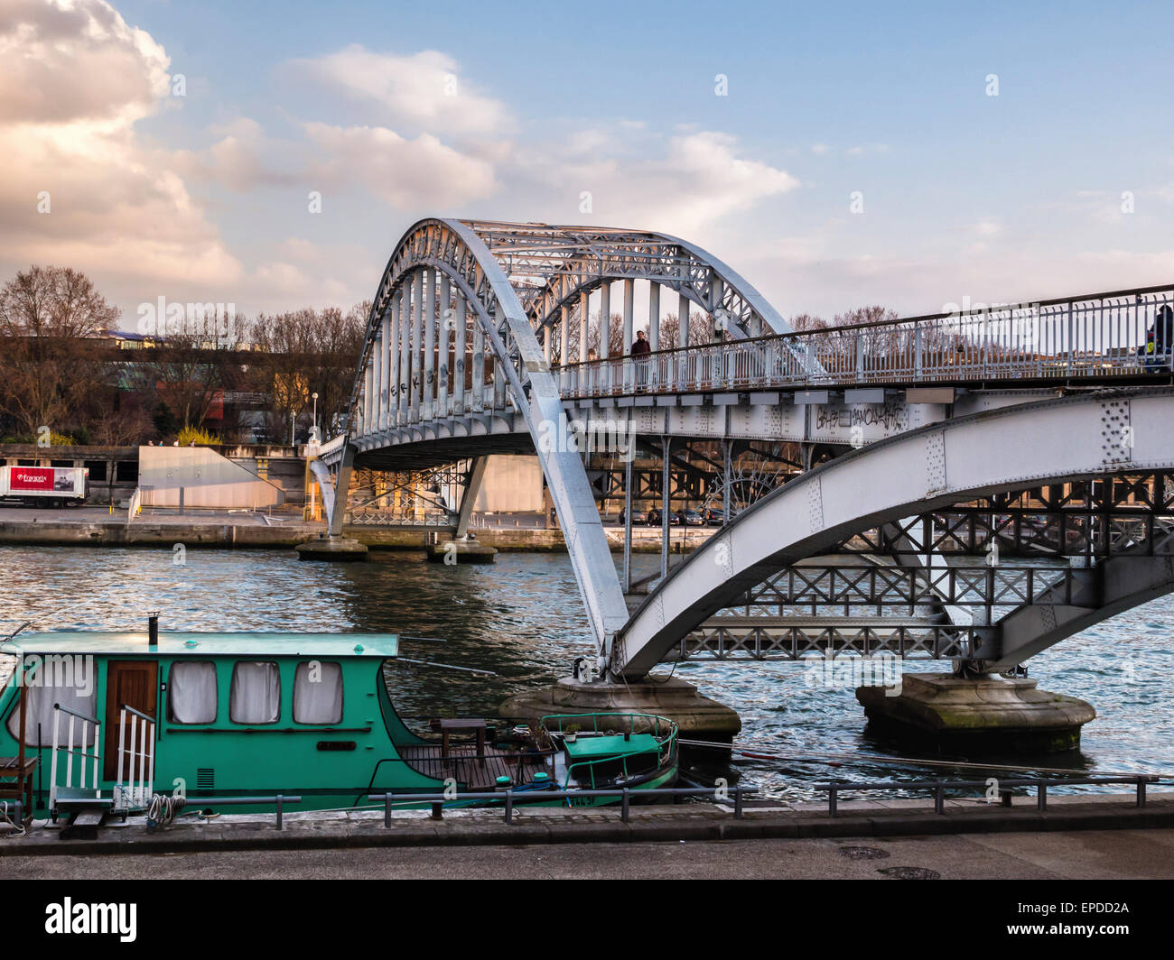 Paris Passerelle Debilly iron arched footbridge over the river Seine at ...