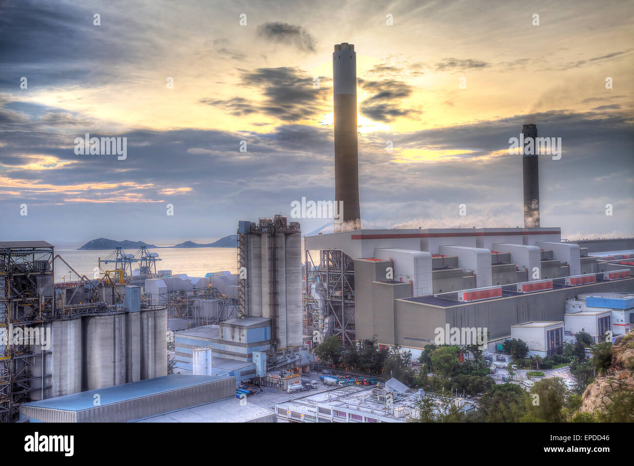 Power plant at sunset Stock Photo - Alamy