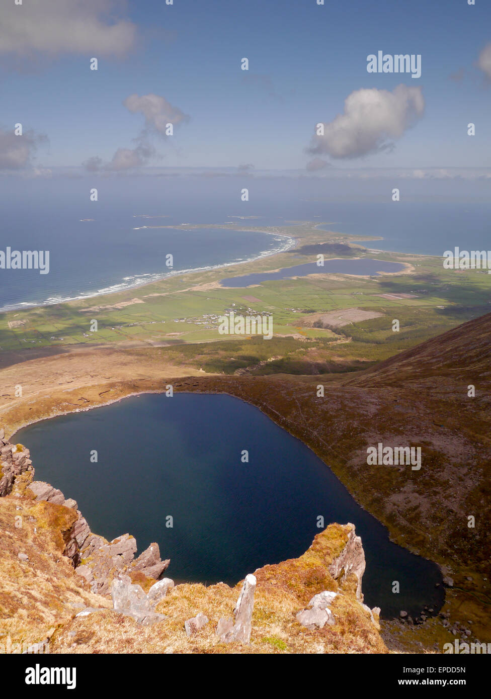 View of Maharees peninsular from Beenoskee and Stradbally Mountain on ...