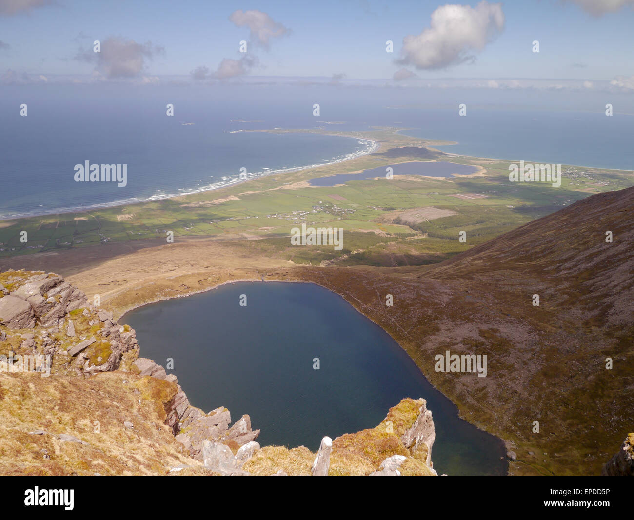 View of Maharees peninsular from Beenoskee and Stradbally Mountain on ...
