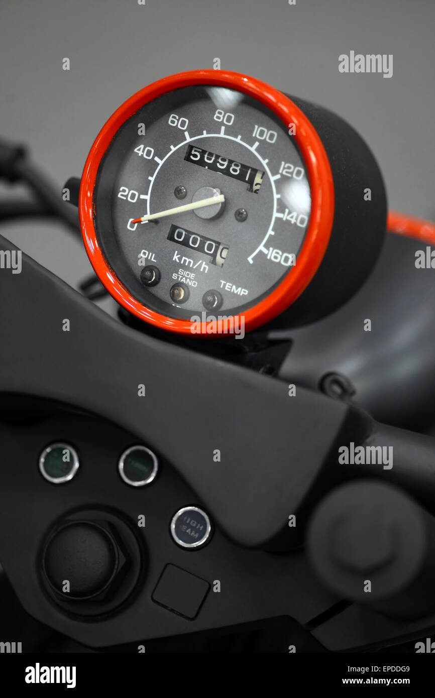Color detail with the speedometer of a motorcycle Stock Photo - Alamy