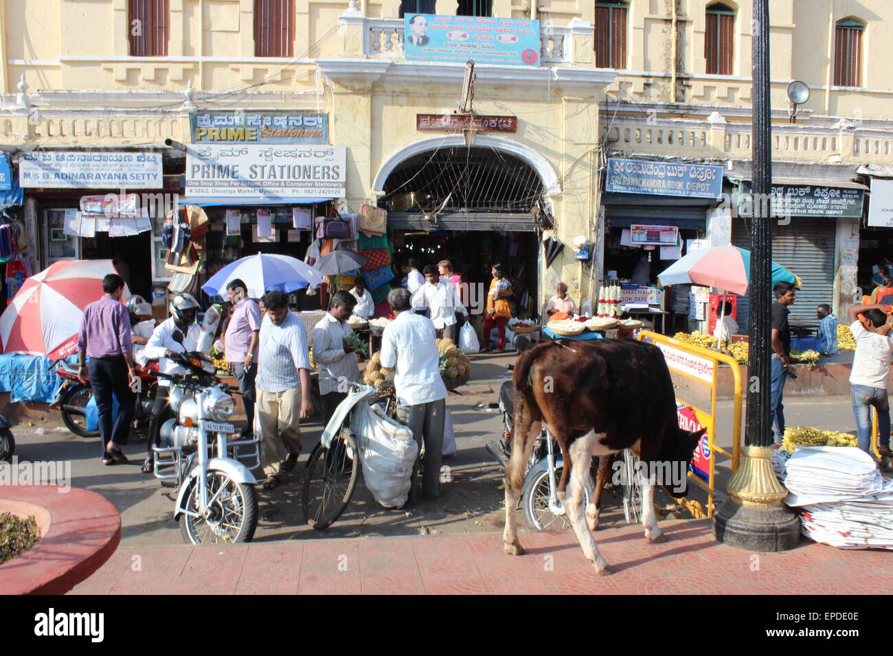 The streets and markets of central Mysore: a busy scene in front of ...