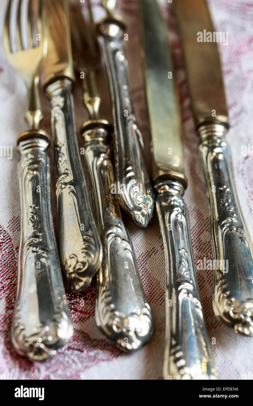 Silver service cutlery hi-res stock photography and images - Alamy