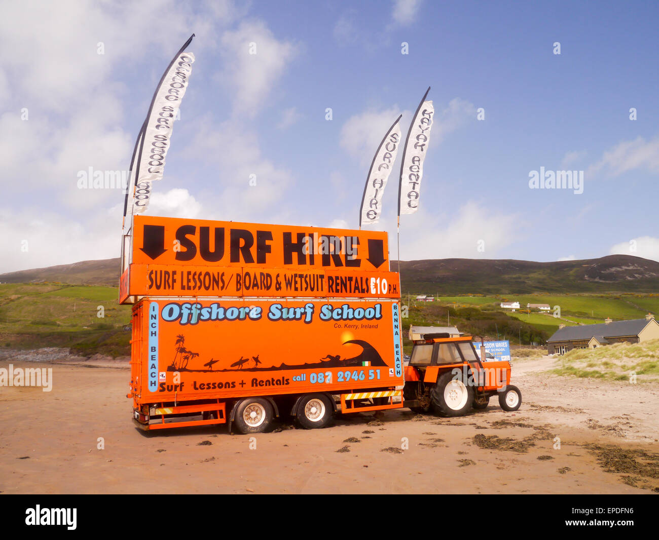 Surf hire on Inch beach, the north coast of the Dingle Peninsular ...