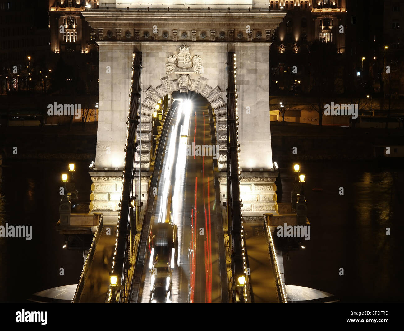 Tourism bridge bridge at night traffic flow lights hi-res stock ...