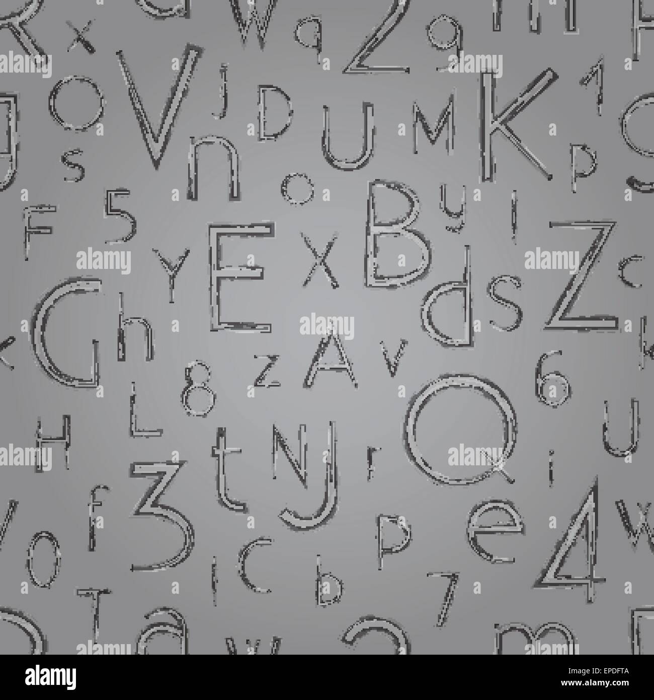 seamless pattern with alphabet letters over gray background. vector ...