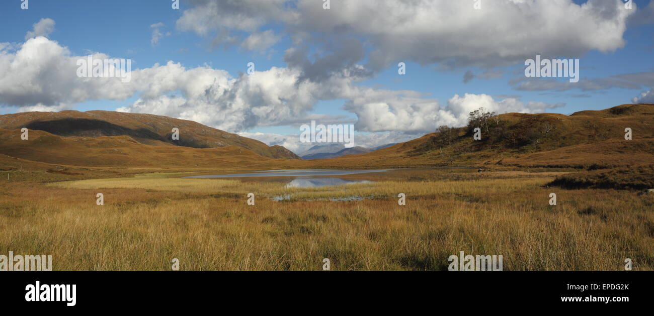 Lochan Doire a' Bhraghaid on the Kingairloch road with Ben Nevis in the ...