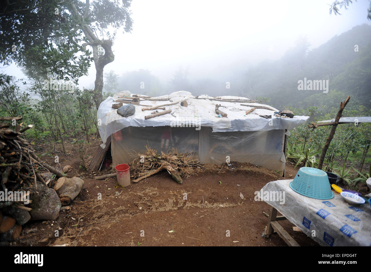 A poorly constructed house in Aqua Escondida, Solola, Guatemala Stock ...
