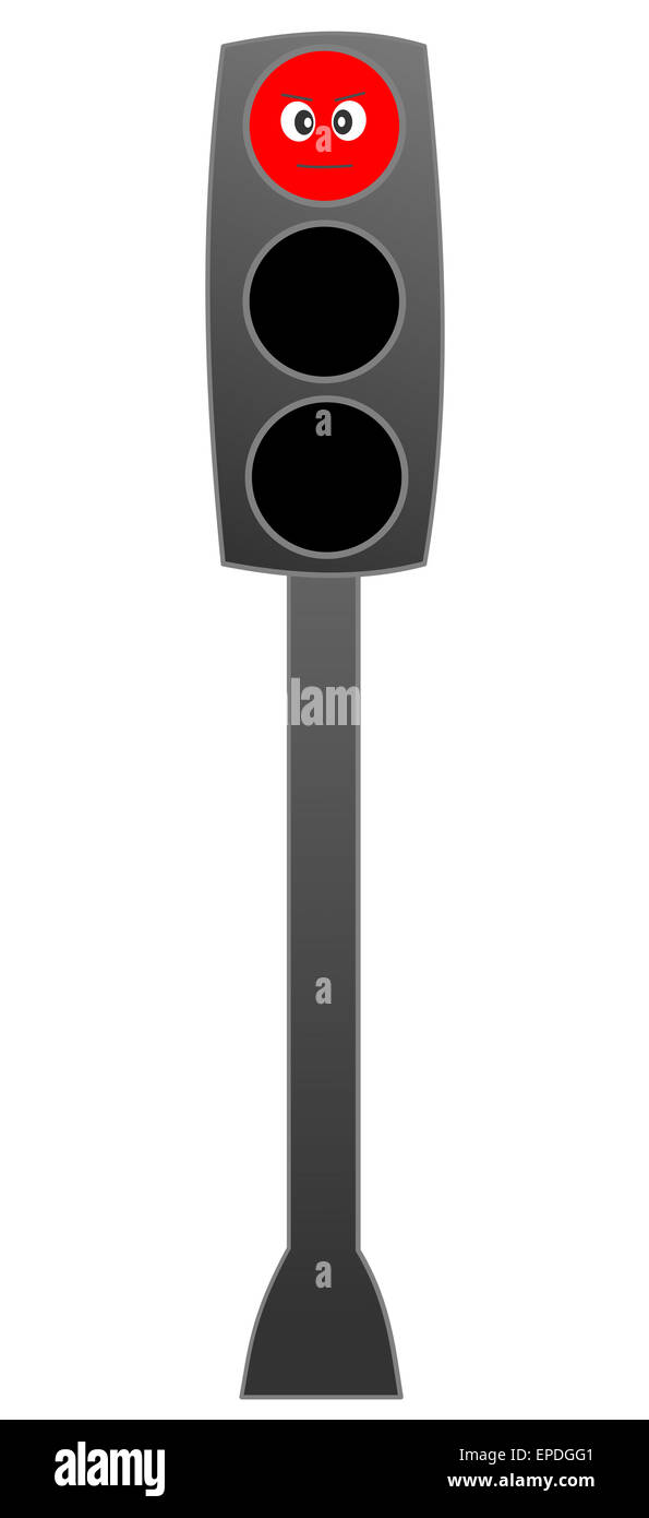 Traffic light red funny cartoon illustration Stock Photo - Alamy
