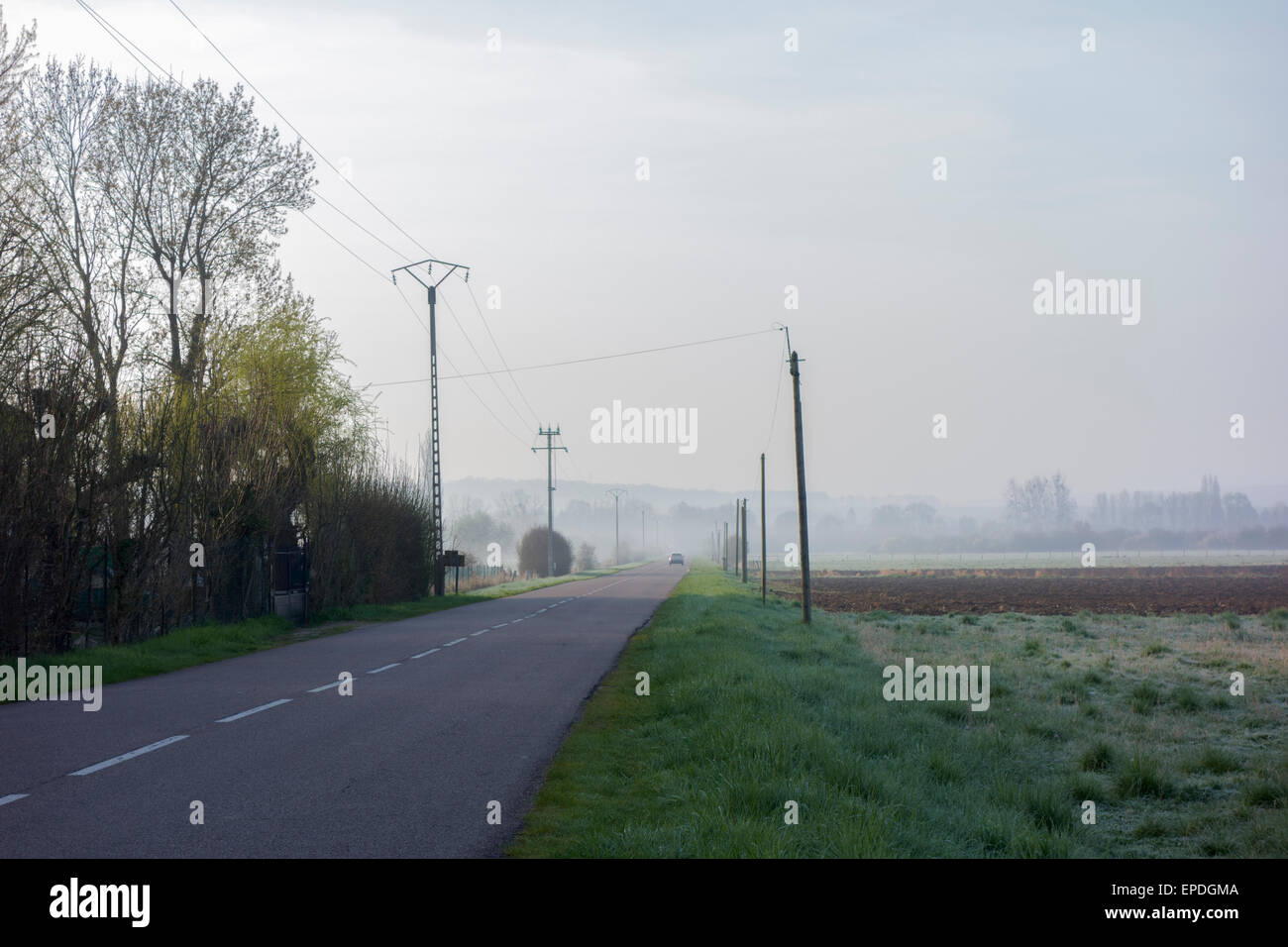 Field and road (D201) at Giverny, Upper Normandy, France Stock Photo ...